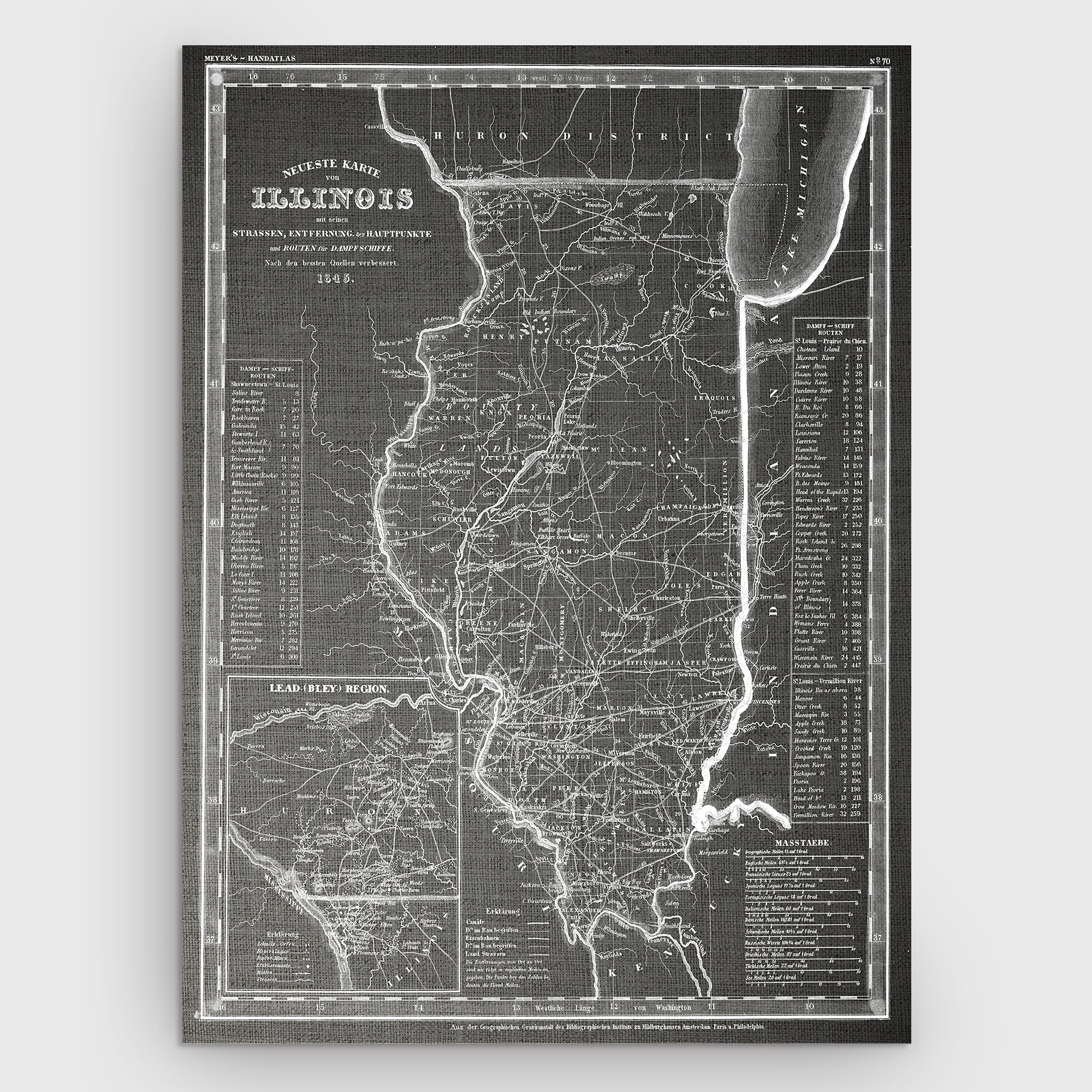 Wexford Home 'Illinois Sketch Map' Graphic Art Print on Wrapped Canvas in Gray | Wayfair